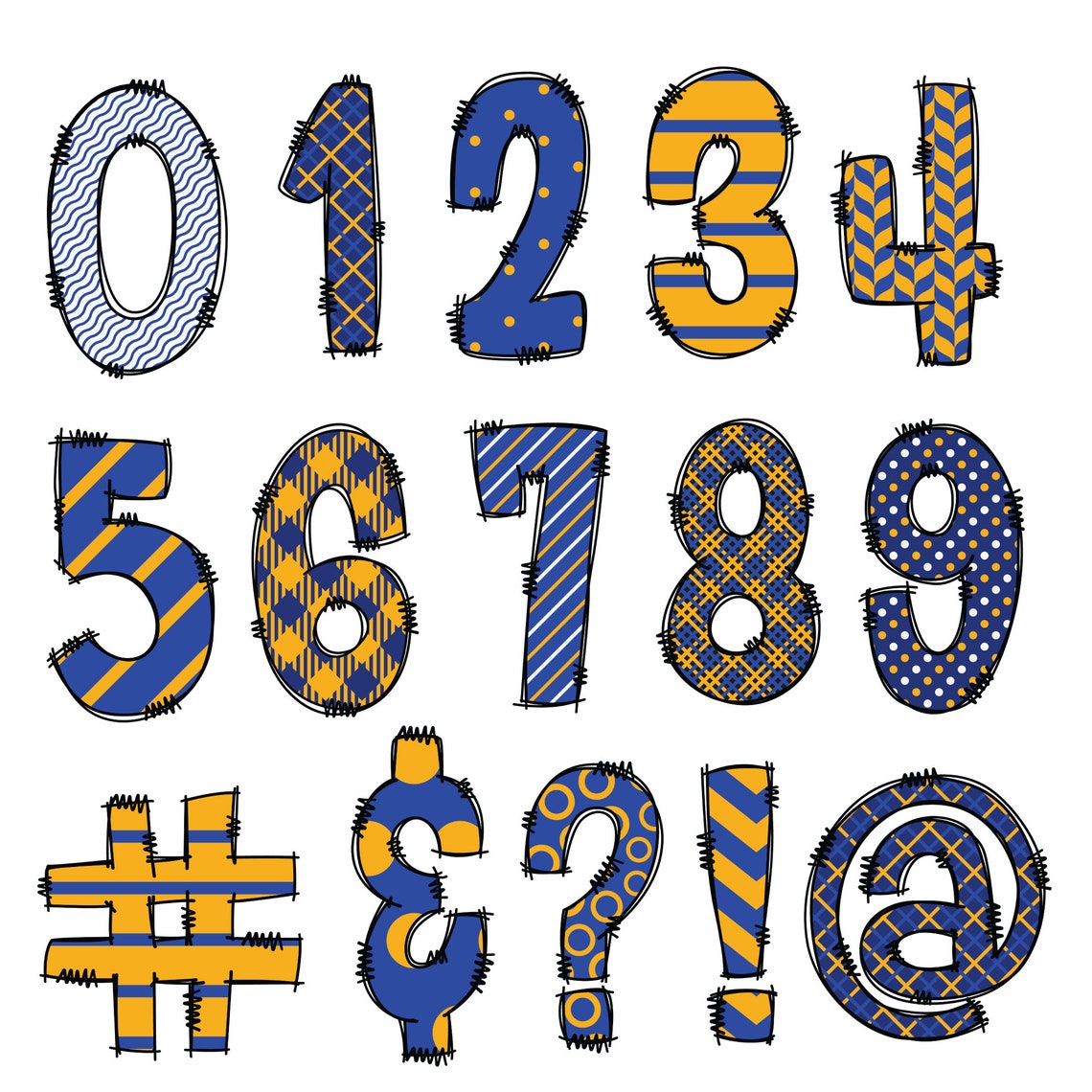 Digital Download Doodle Blue Yellow 1 Pattern Fill PNG - Etsy