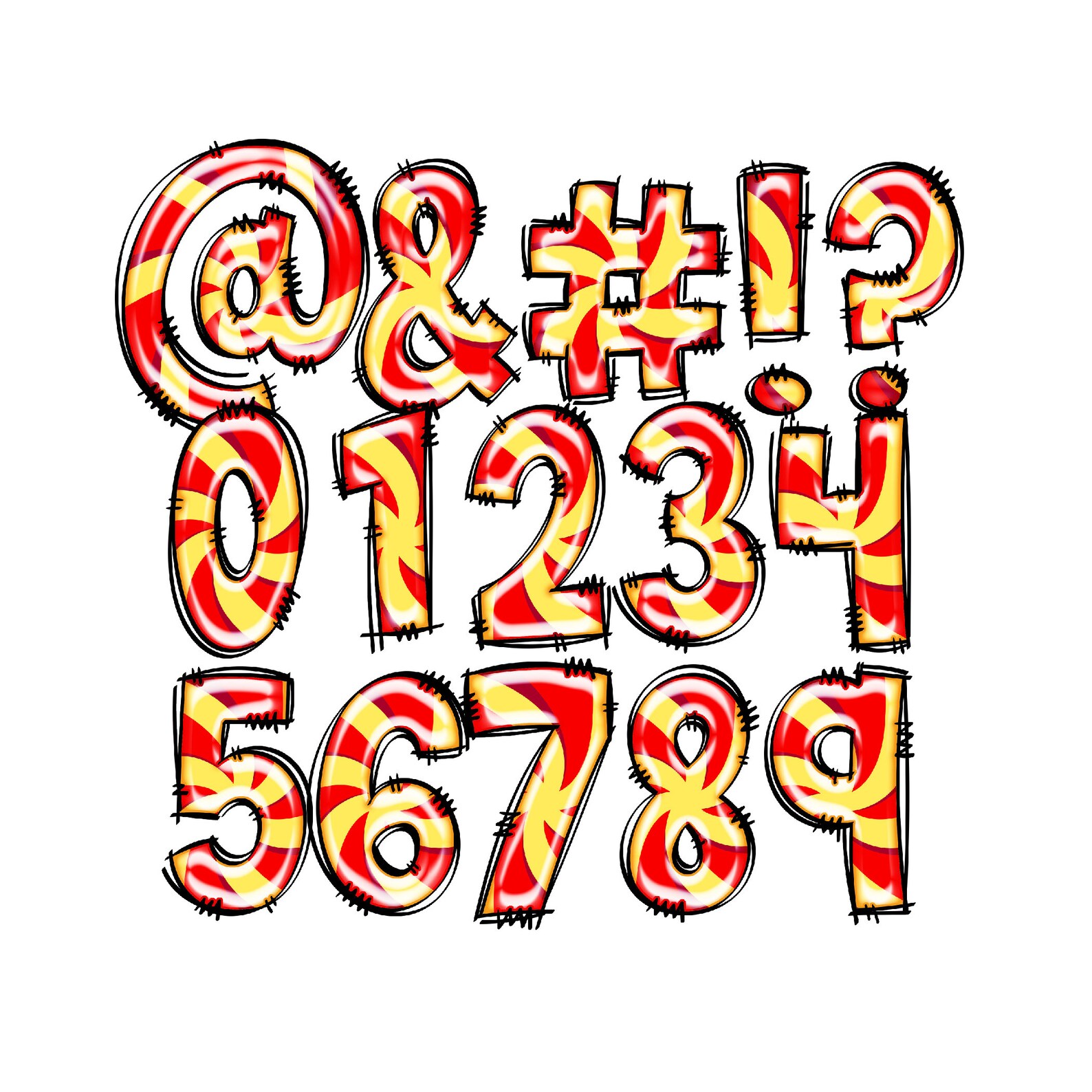 Candy Swirl Alphabet PNG, Peppermint Candy Style, Yellow Red Swirls ...