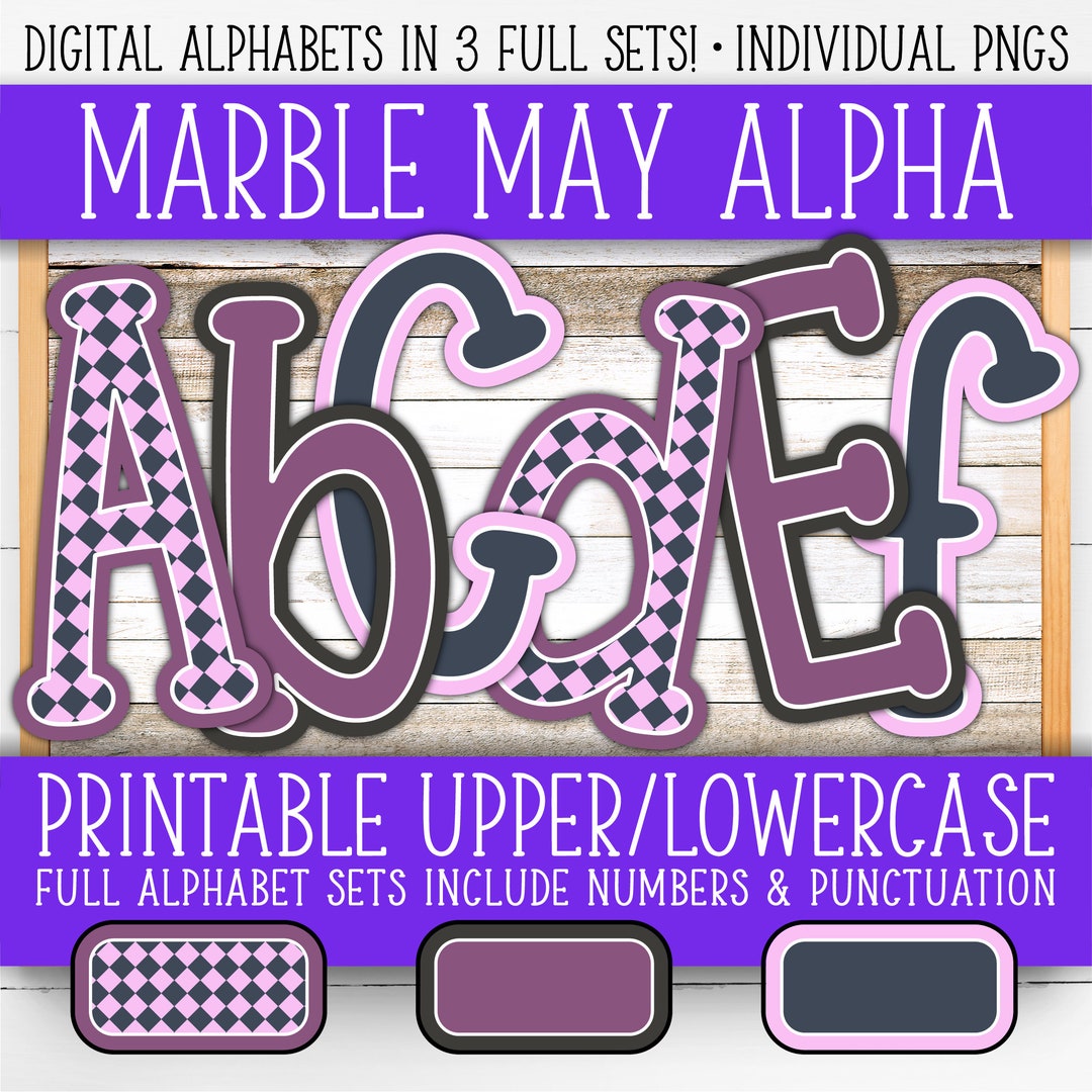Alphabet Number Set for Boards Marble May PNG Pink and - Etsy