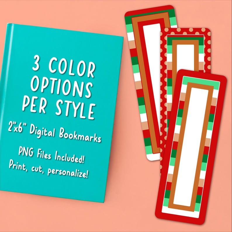 Digital Bookmarks (printable), Clipart Bundle Set of 12 | Lined & Blank ...