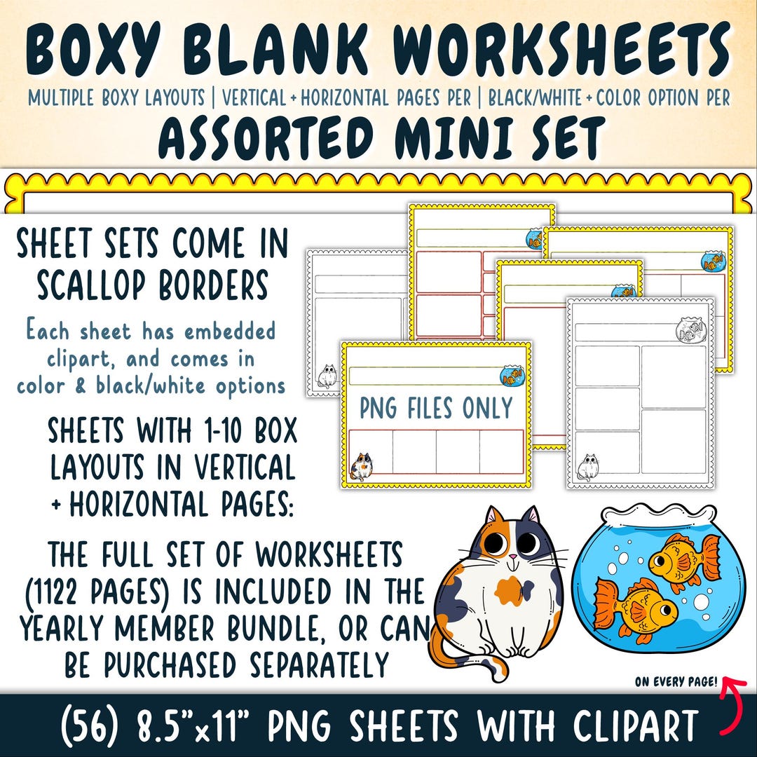 Worksheet Templates (blank With Clipart Added) - Boxy - Mini Set ...