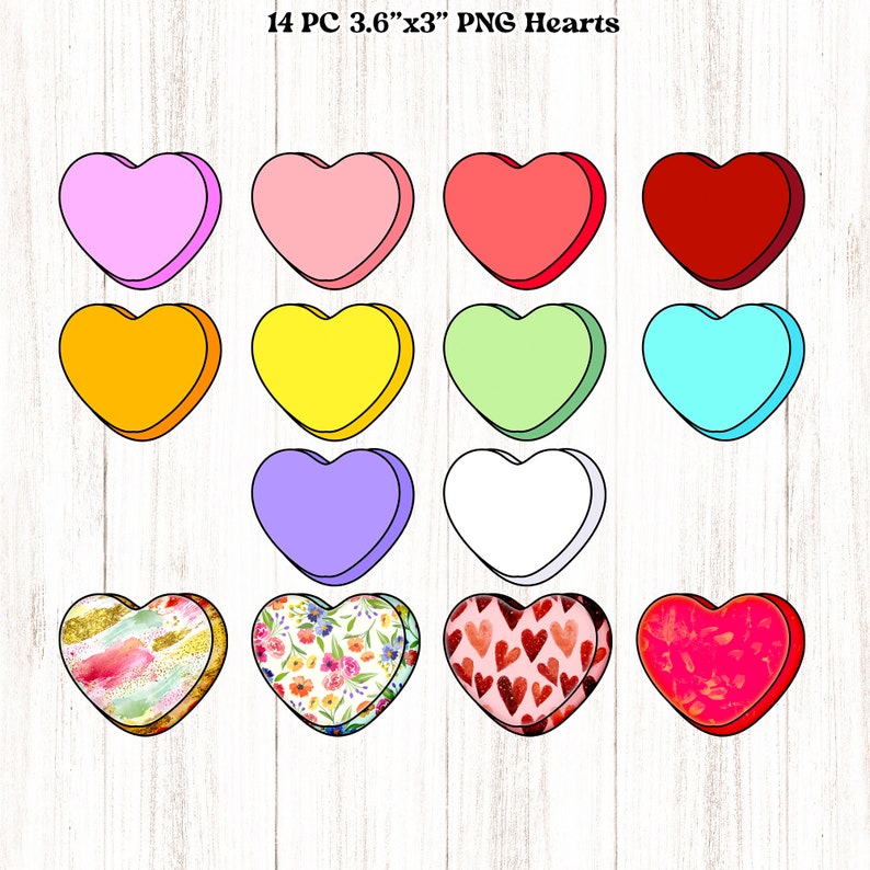 13 Valentine Heart Sleeve PNG Sets 14 Hearts to Add Names for - Etsy