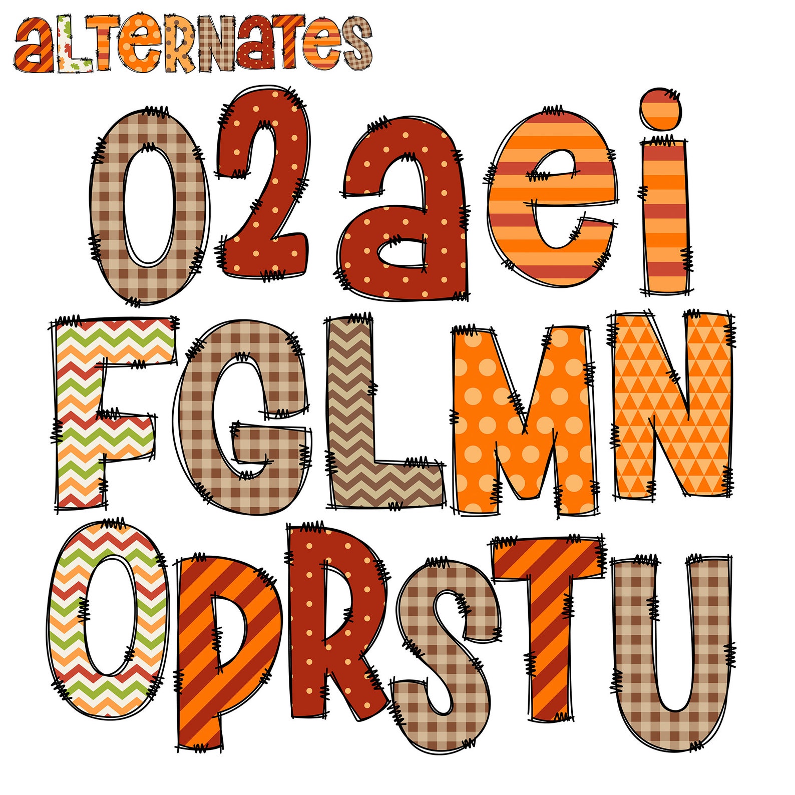 Digital Download | Doodle Letters Fall 1 Pattern Fill | PNG Clipart ...