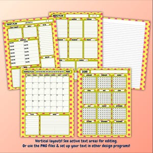 Calendar Pack - Editable Daily | Weekly | Monthly | Yearly | Polka Dots ...