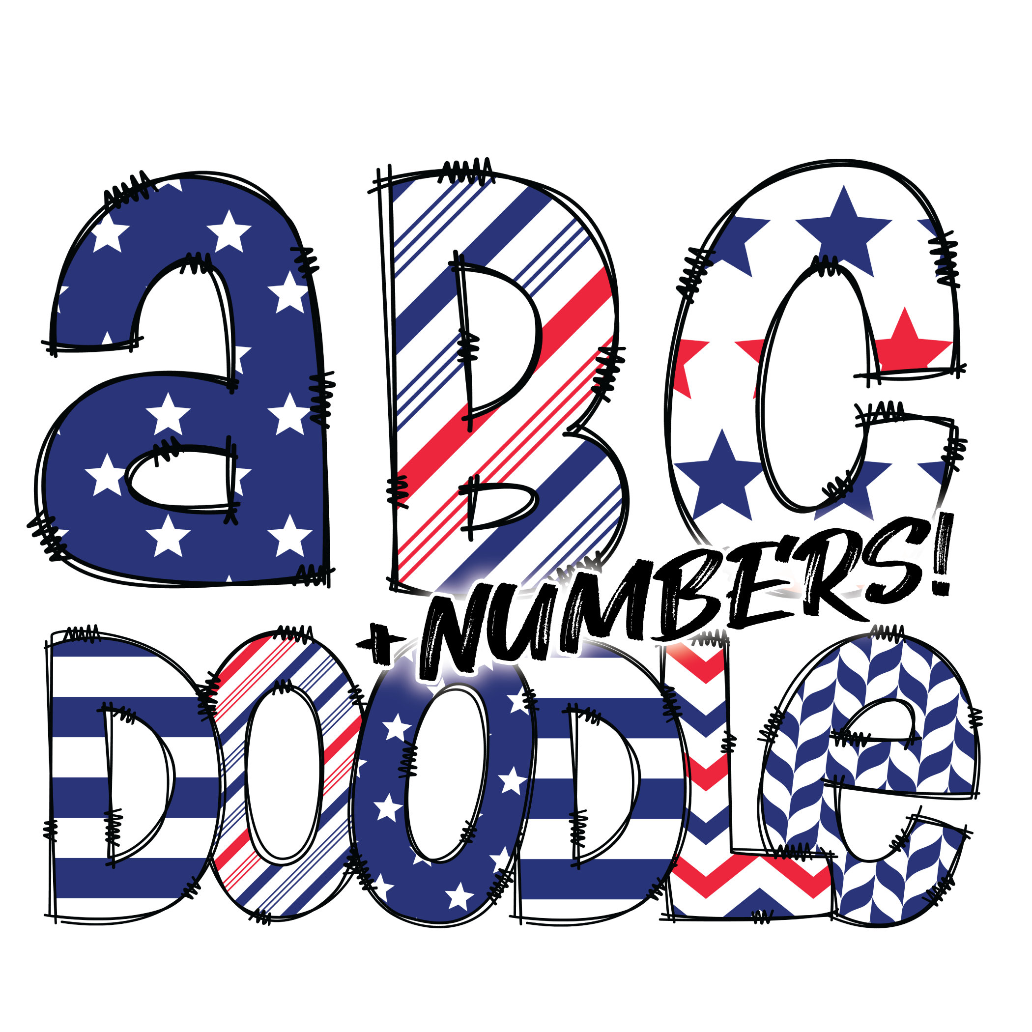 Digital Download | Doodle Red White Blue Patriotic Pattern Fill | PNG ...