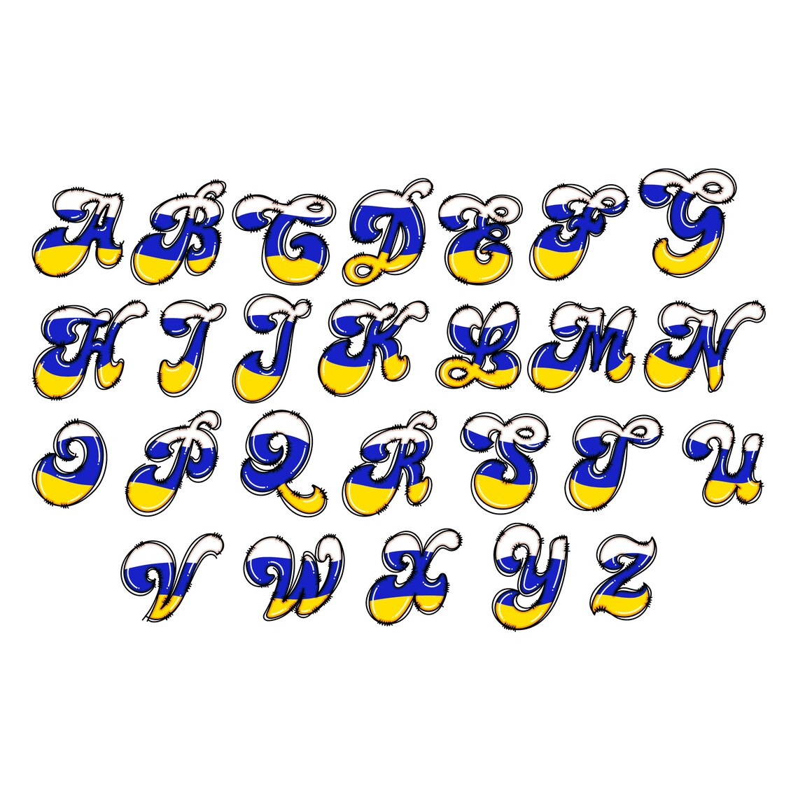 Digital Download | Doodle Retro GVT - Blue and Yellow Stripe | Hand ...