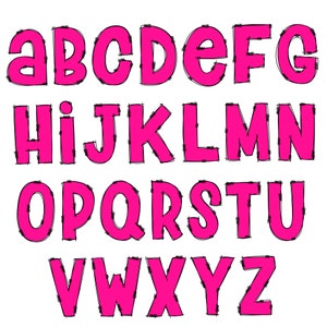 Digital Download | Doodle Pink Fill | PNG Clipart Bundle Alphabet Pack ...
