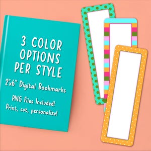 Digital Bookmarks (printable), Clipart Bundle Set of 12 | Lined & Blank ...