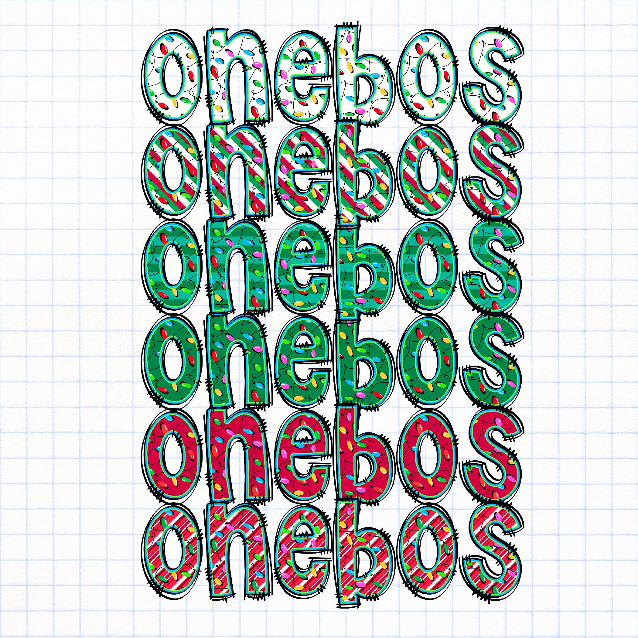 Christmas Lights Doodle Alphabet PNG Clipart Bundle of 6 - Etsy