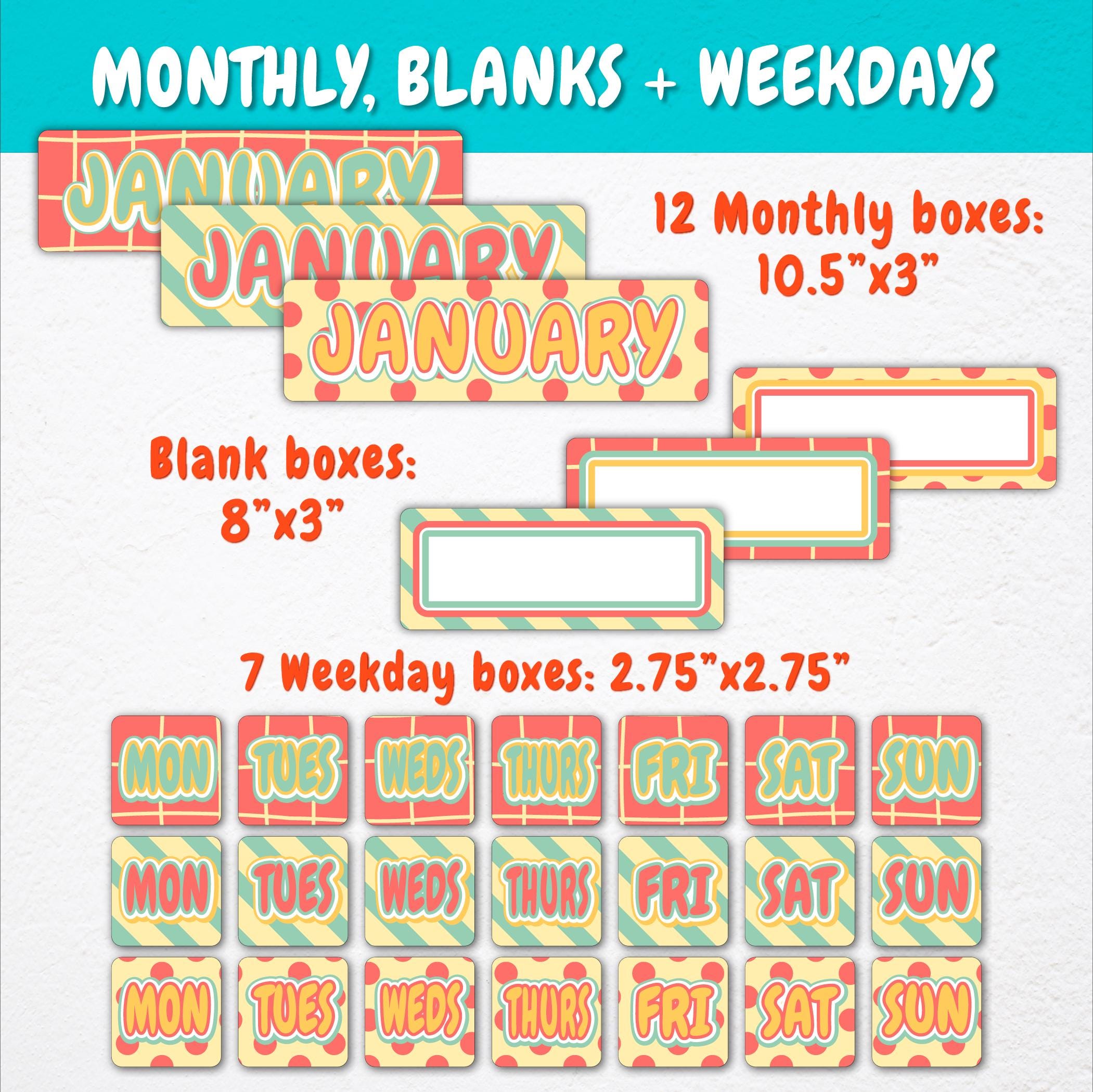 Wall Calendar - Pocket Chart for Teachers | Grid, Diagonal Stripes ...