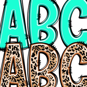Leopard Multi Doodle Alphabet Bundle, VS3 Doodle Letters, Pink Teal ...