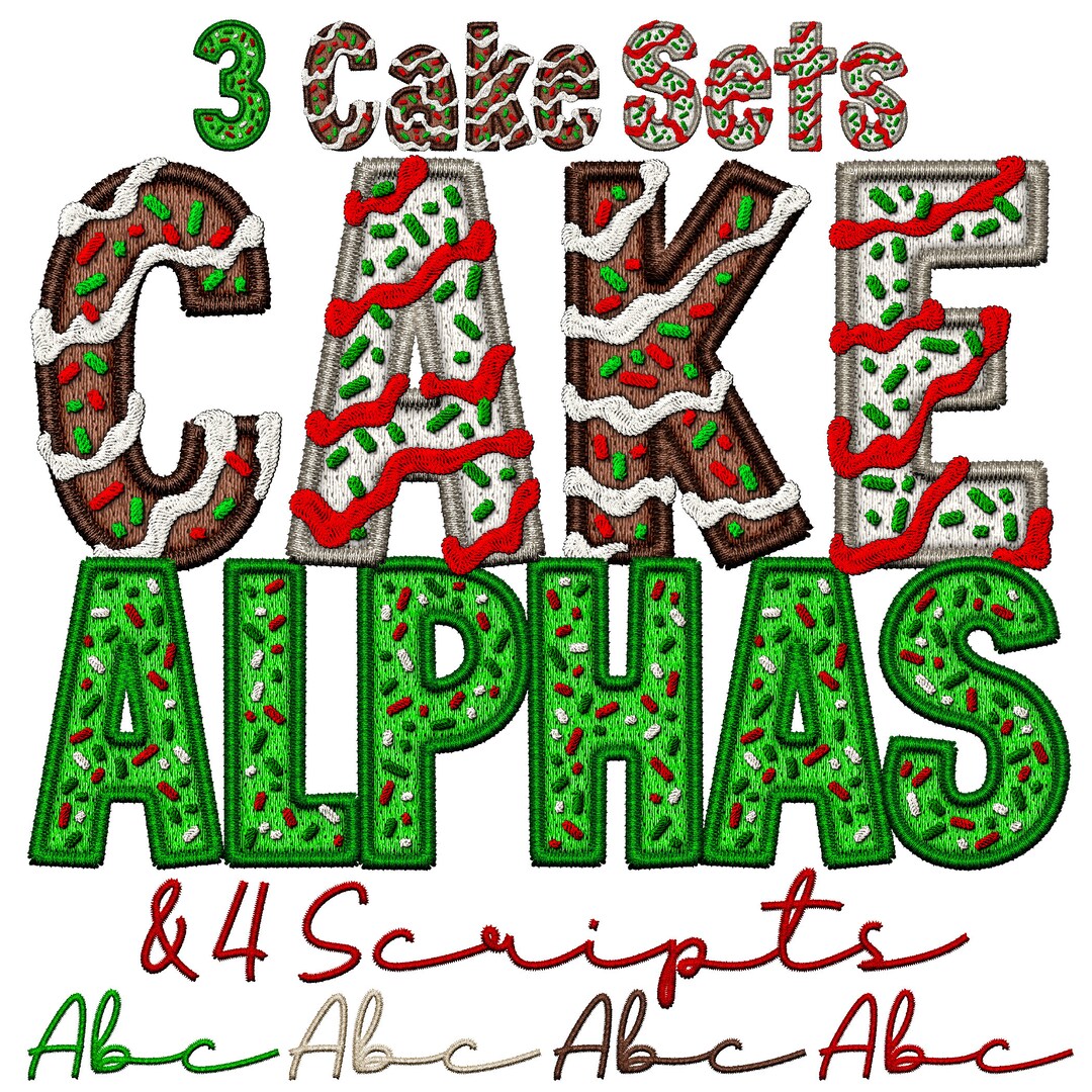 Digital Christmas Snack Alphabet Bundle, 7 Pack, Faux Embroidery ...