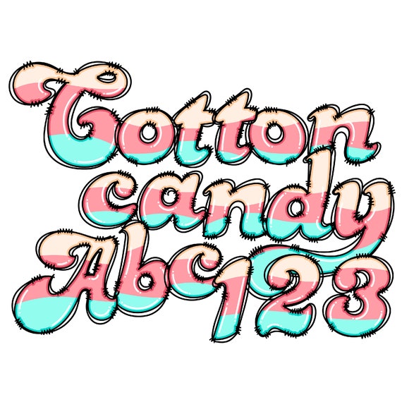Cotton Candy Retro Alphabet PNG Digital Download Striped | Etsy