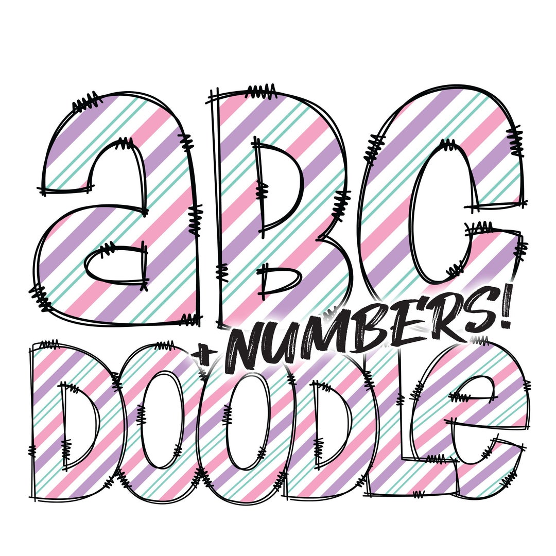 Digital Download | Doodle Letters Purple Pink Teal Stripe Pattern Fill ...