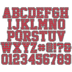 Christmas Alpha Pack, 6 PNG Letter Sets in Christmas Patterns, Red and ...