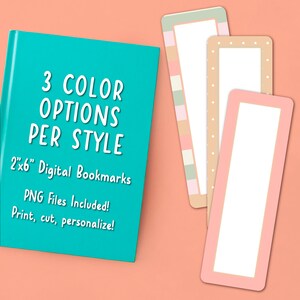 Digital Bookmarks (printable), Clipart Bundle Set of 12 | Lined & Blank ...