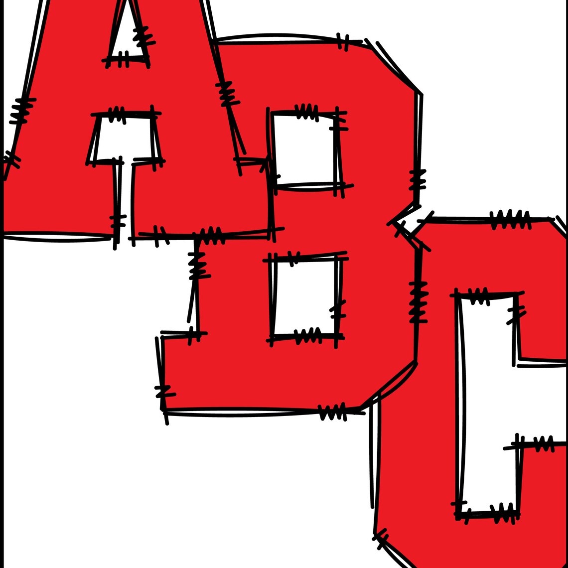 Digital Doodle Athletic Varsity Sports College School Red - Etsy