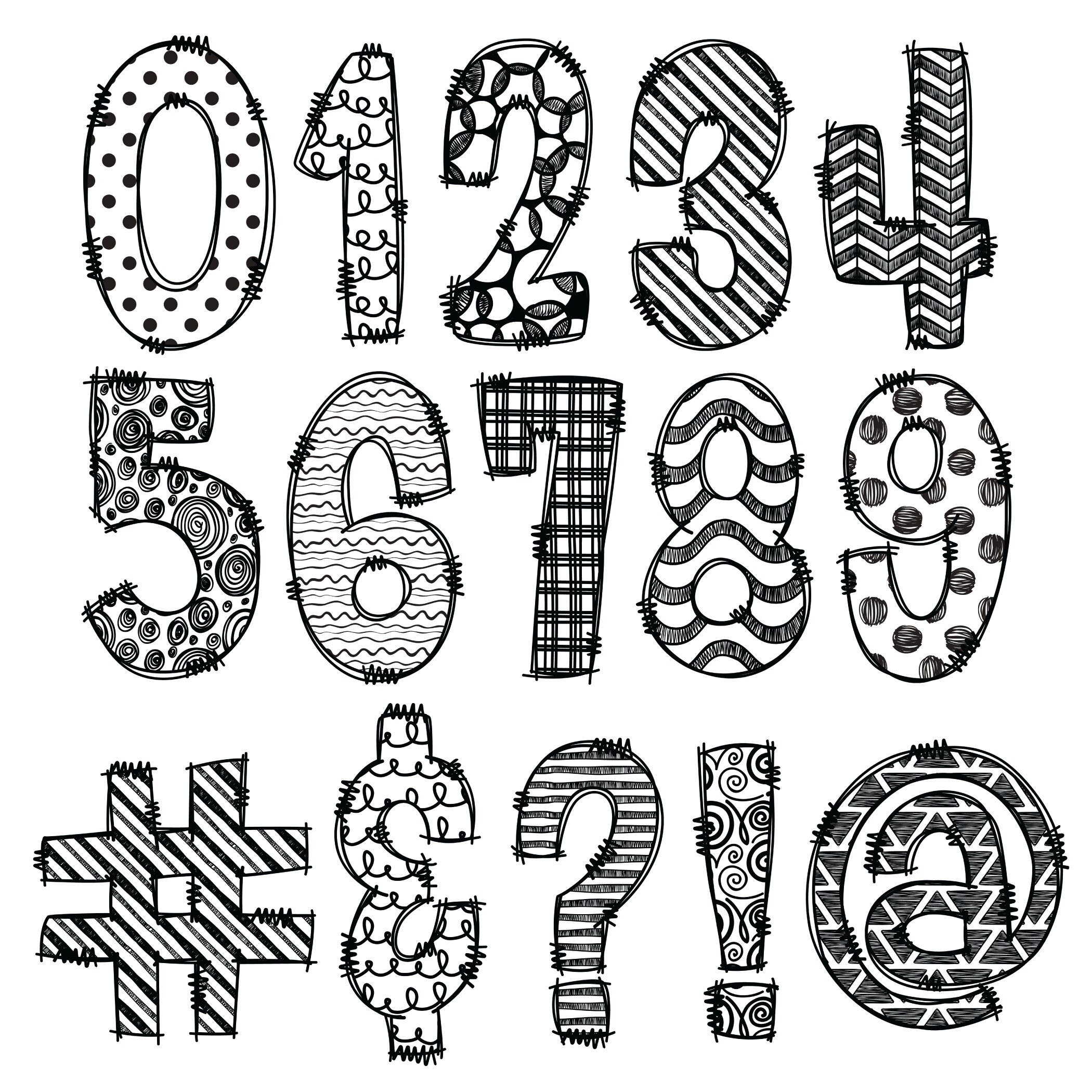 Digital Download Doodle Hand Drawn Black White Multi Pattern - Etsy