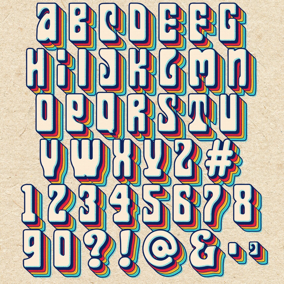 Retro Alphabet PNG 5-pack Shadow Letters Clipart Pink Bar - Etsy