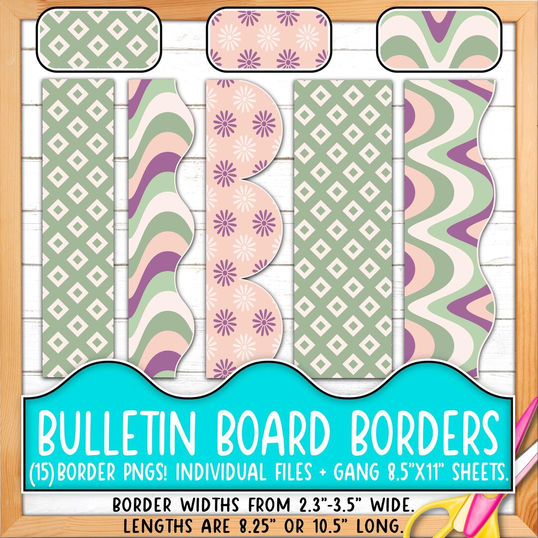 Borders for Bulletin Boards | Print & Cut, Seamless | Floral, Diamond ...