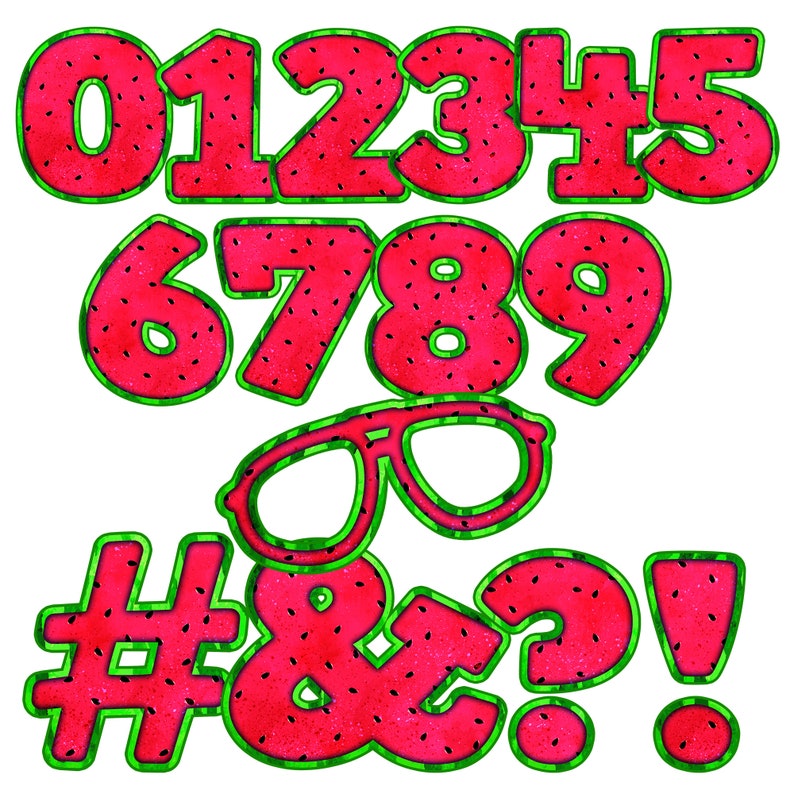 Digital Download Watermelon Pattern PNG Letters & Numbers - Etsy