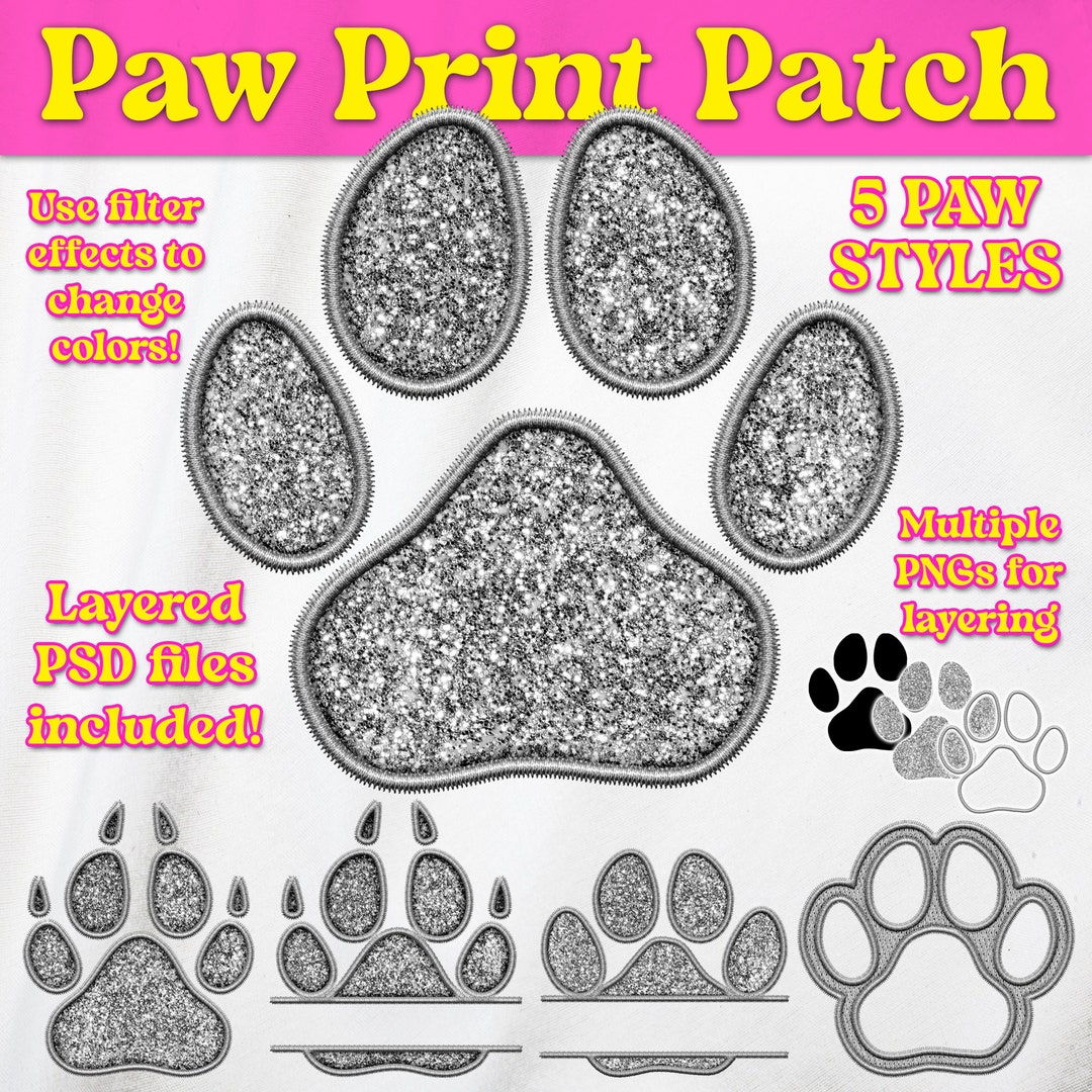 Paw Print Patch - Faux Embroidery for Commercial Use, by Onebos | Dog ...