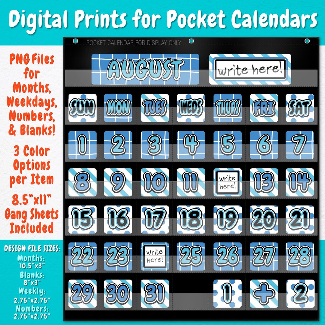 Wall Calendar - Pocket Chart for Teachers | Grid, Diagonal Stripes ...