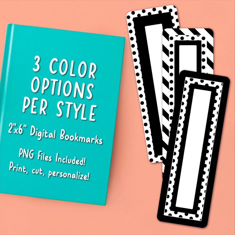 Digital Bookmarks (printable), Clipart Bundle Set of 12 | Lined & Blank ...