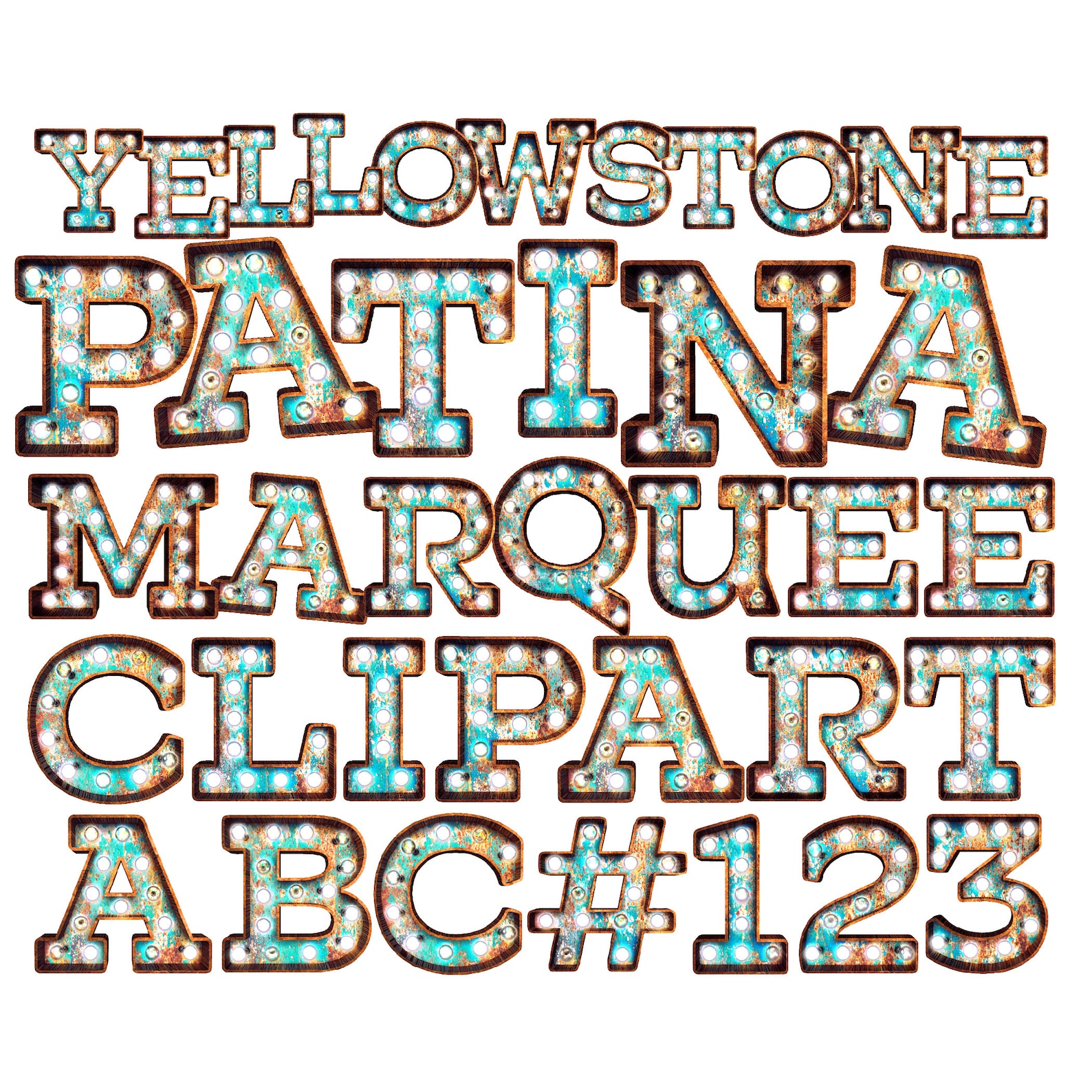 Yellowstone Clipart Digital Download Alphabet and Numbers | Etsy