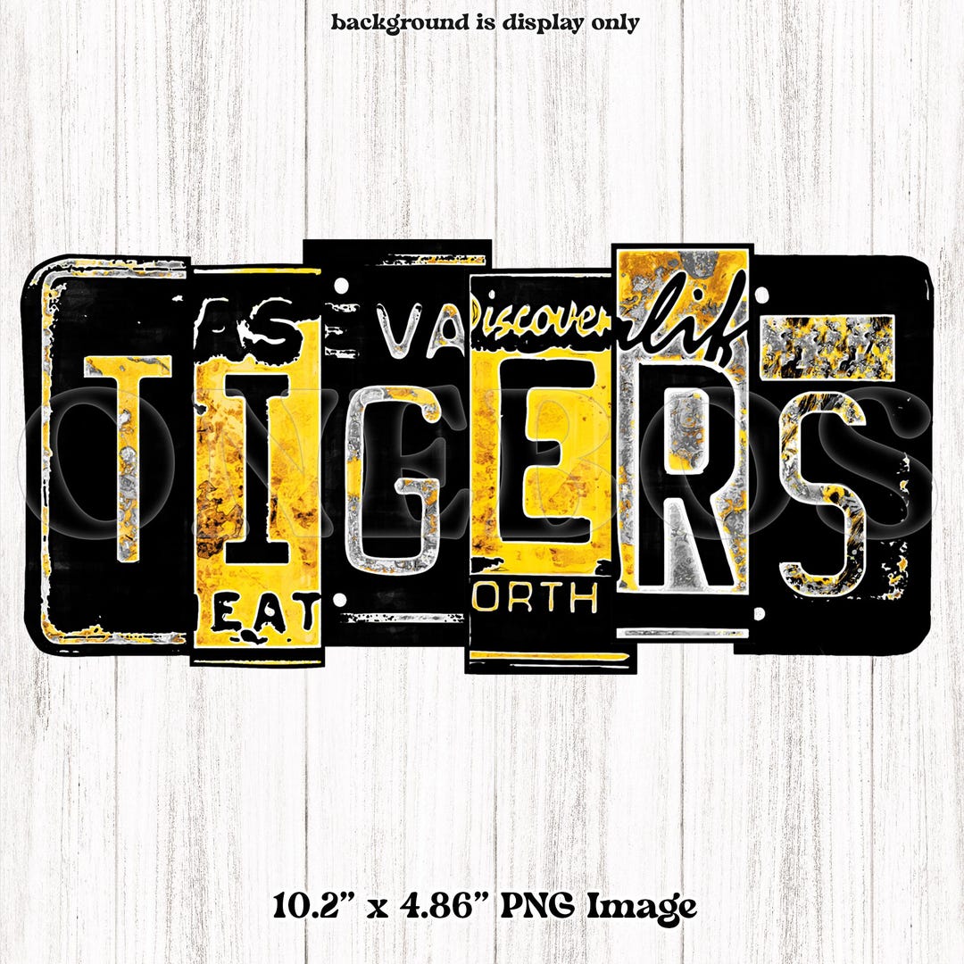 Tigers License Plate PNG, Gold Black White, Leopard, Grunge ...