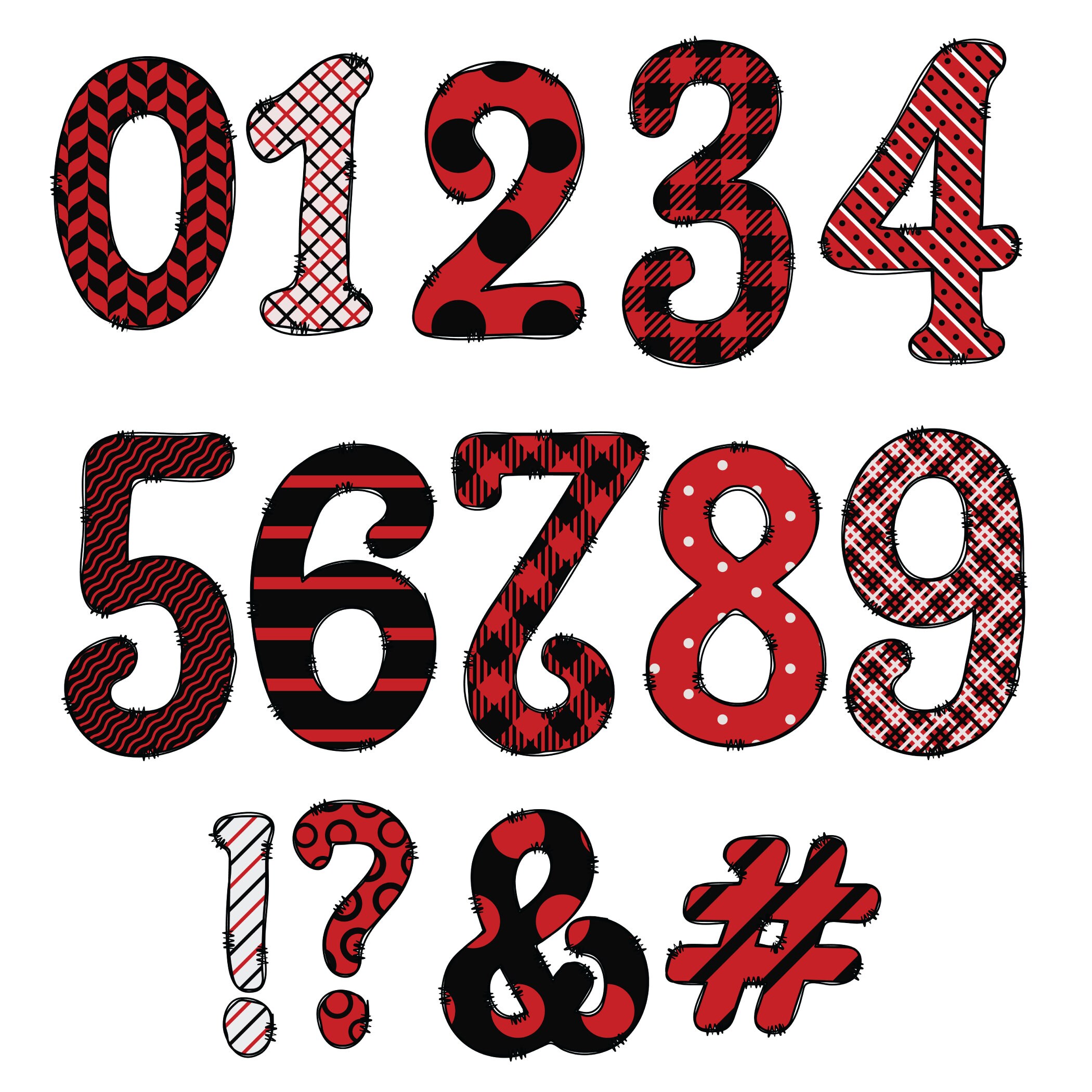 Digital Download Doodle Red White Black 1B Pattern Fill - Etsy