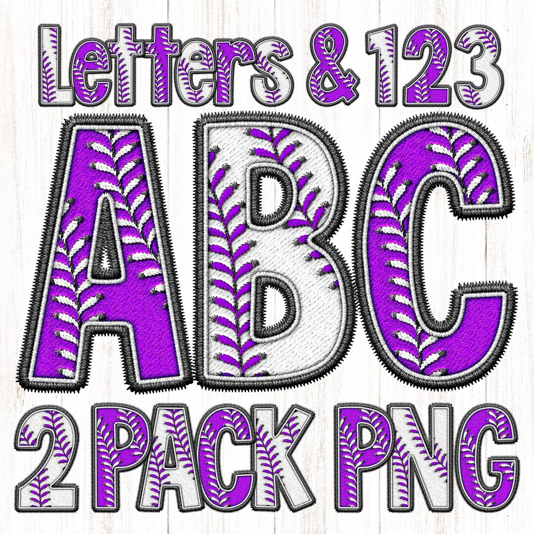 Purple Baseball Alphabets | Faux Embroidery | Trendy, Sports Alpha ...