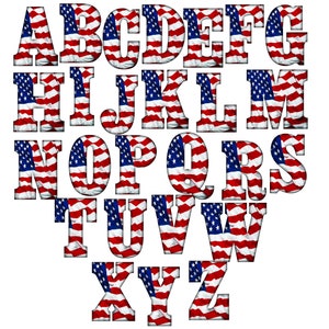 Digital Download | Flag Pattern Patriotic Simple Letters & Numbers ...
