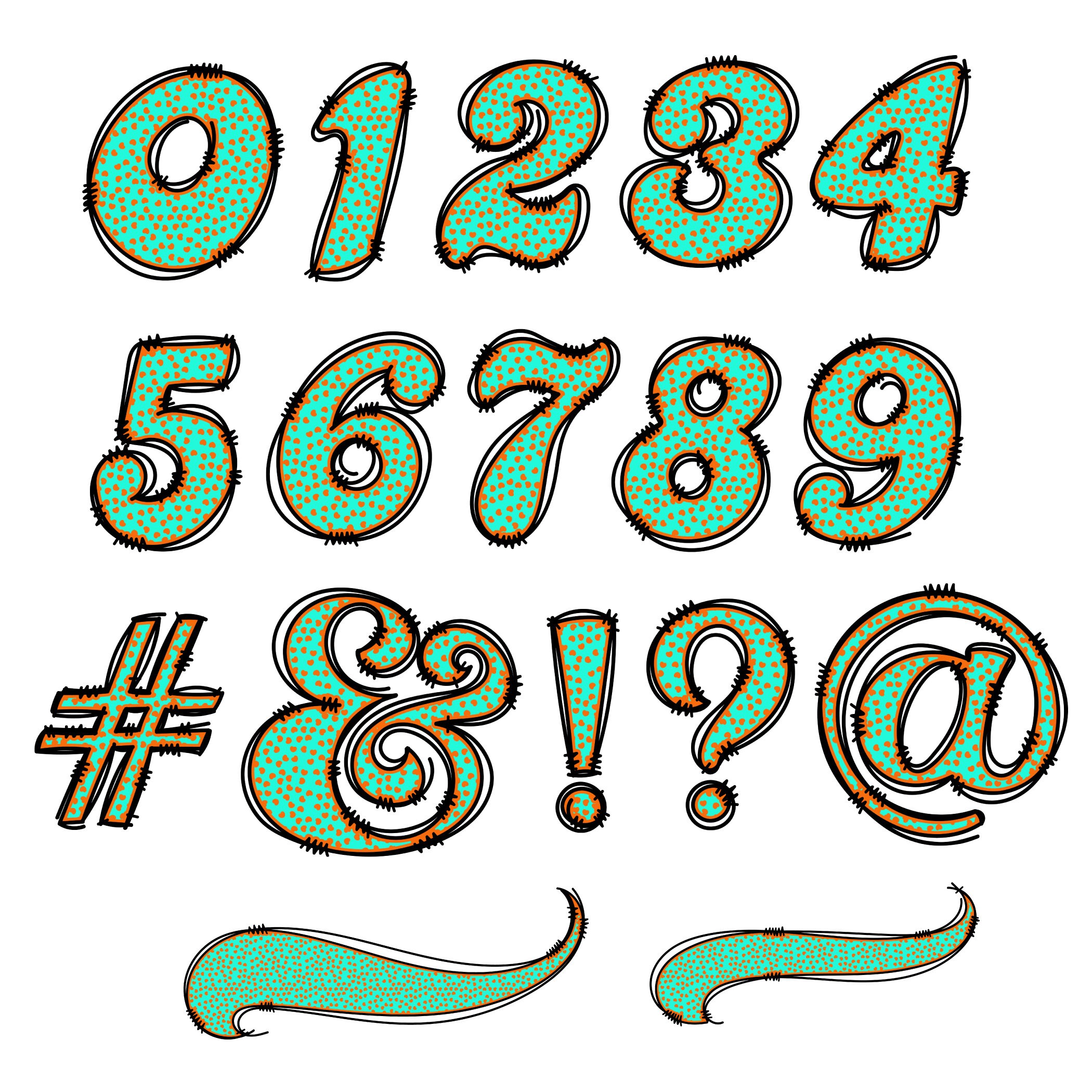 Digital Download | Doodle Retro GVT - Orange Dots | Hand Drawn Alphabet ...