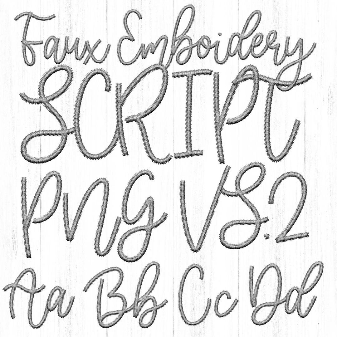 Faux Embroidery Alpha Script Letters | VS.2 | Cursive PNG Letters to ...
