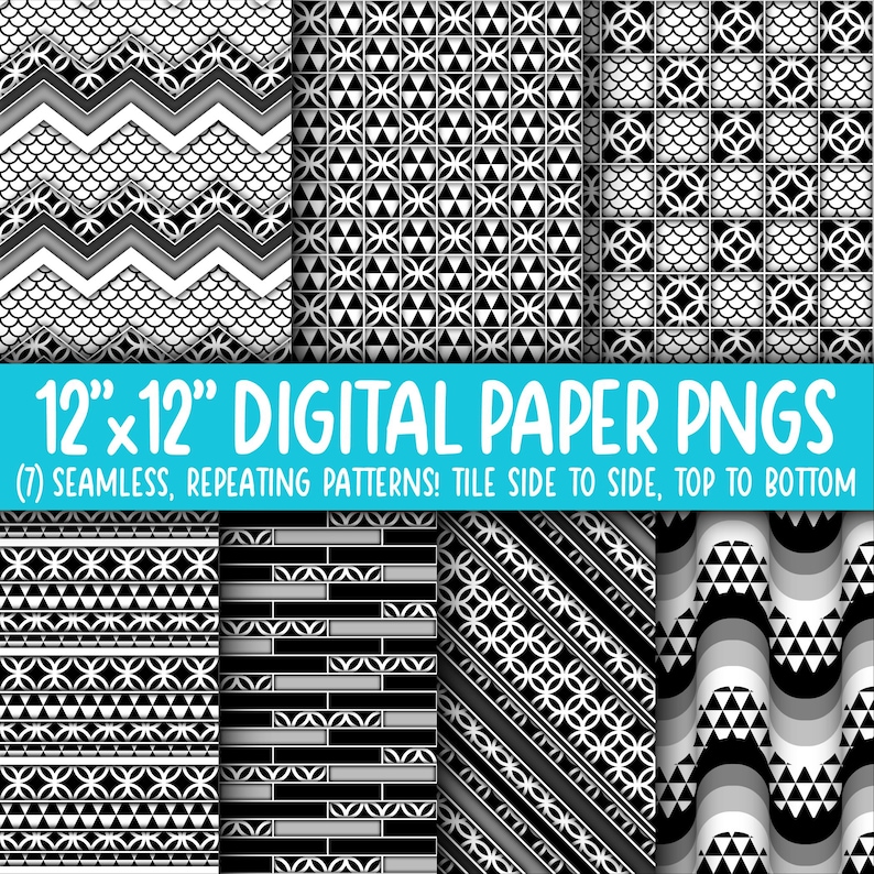 Wallpaper Background - Digital Paper | Seamless | Black, White, Use ...