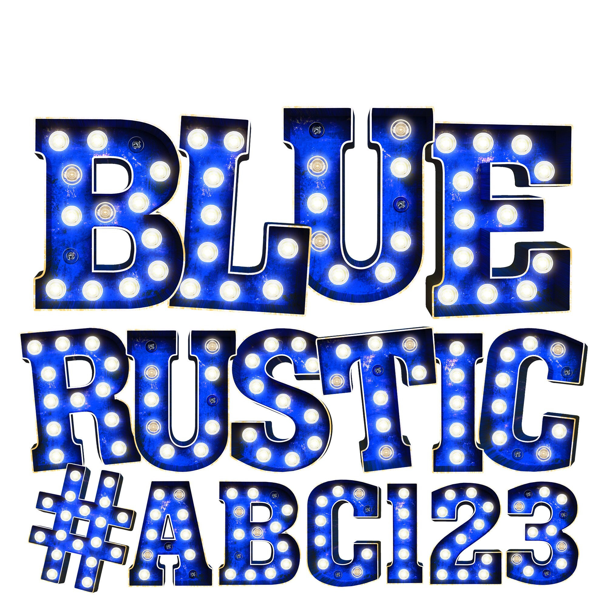 Digital Download Blue Royal Rustic Marquee Letters & Numbers - Etsy