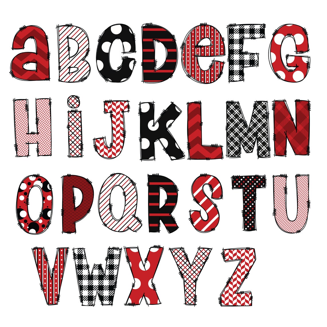 Digital Download | Doodle Red Black White Pattern Fill | PNG Clipart ...