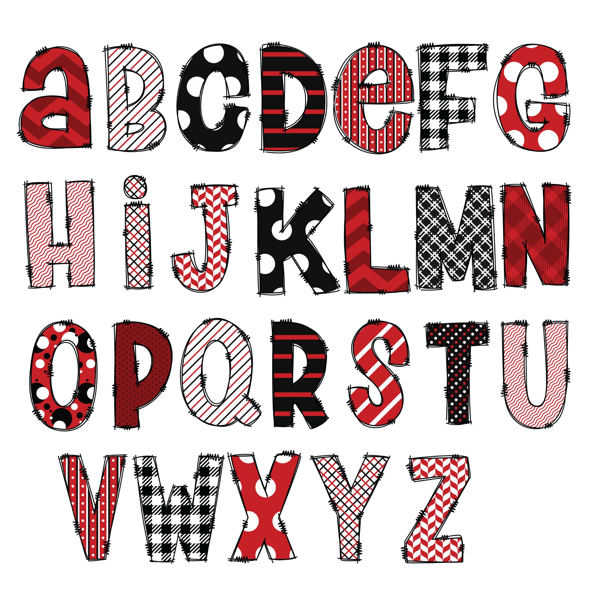 Digital Download | Doodle Red Black White Pattern Fill | PNG Clipart ...