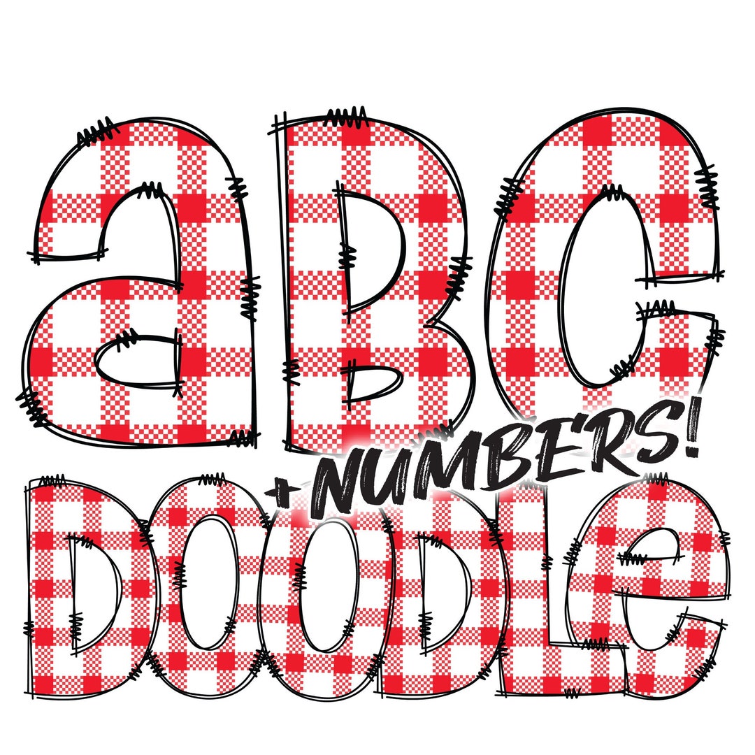 Digital Download | Doodle Letters Red Checkered 1 Pattern Fill | PNG ...