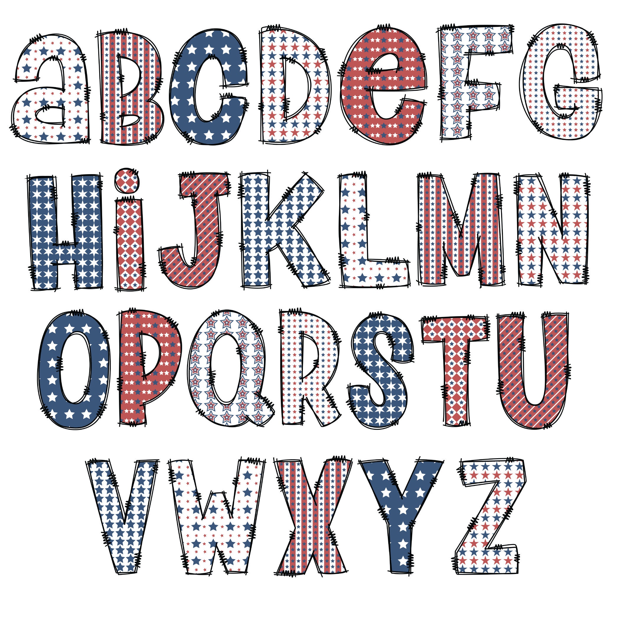Digital Download Doodle USA Stars Stripes Patriotic Flag | Etsy