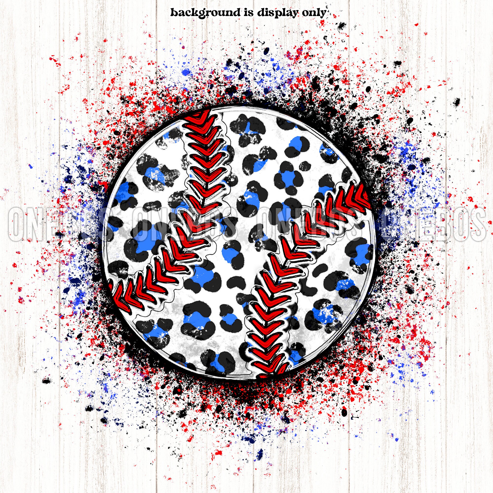 Leopard Baseball PNG, Baseball Ball With Blue, Black, Red Splatter ...