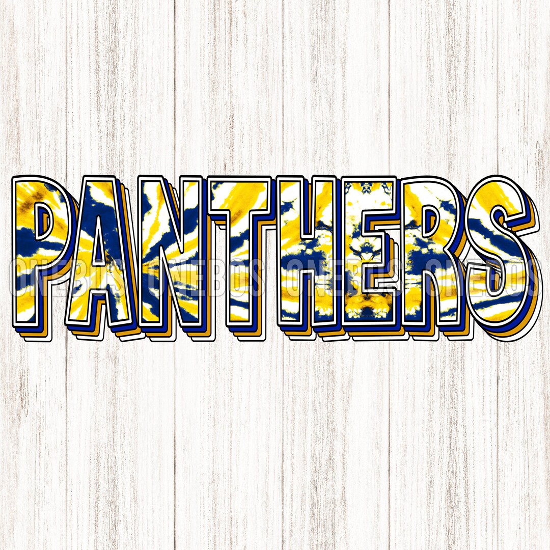 Panthers Mascot Digital Download PNG, Tie-dye Navy Blue Golden Yellow ...