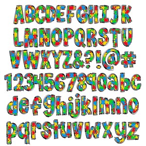 Puzzle Piece Pattern Doodle Letters, Alpha PNG Pack, Doodle Alphabets ...