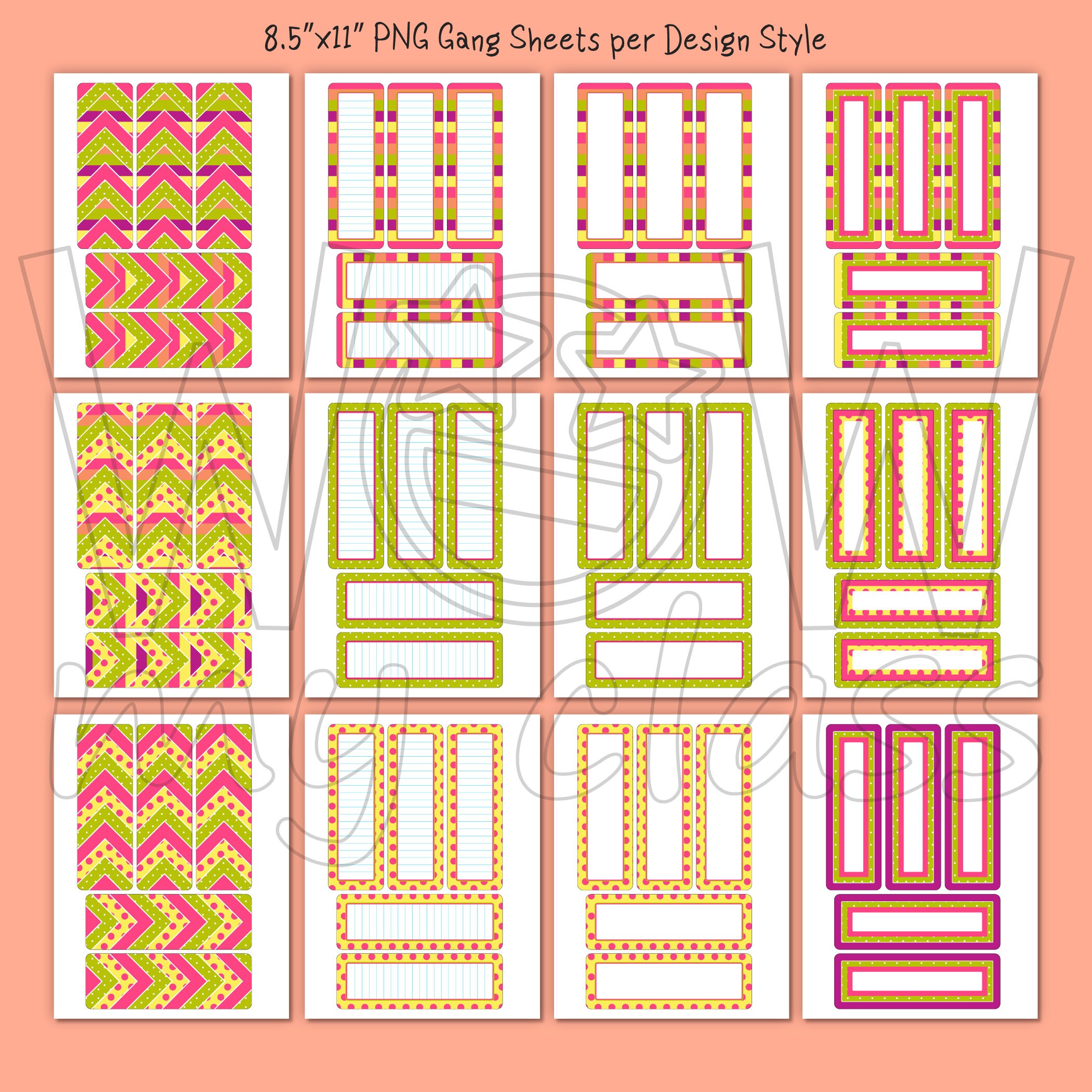 Digital Bookmarks (printable), Clipart Bundle Set of 12 | Lined & Blank ...