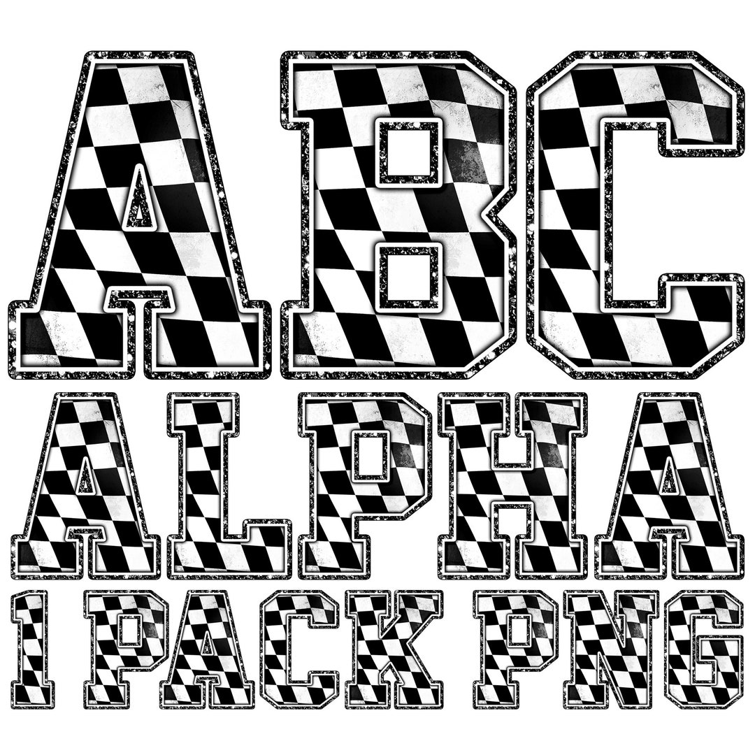 Checker Alphabet PNG, Black and White Background Pattern, Glitter ...