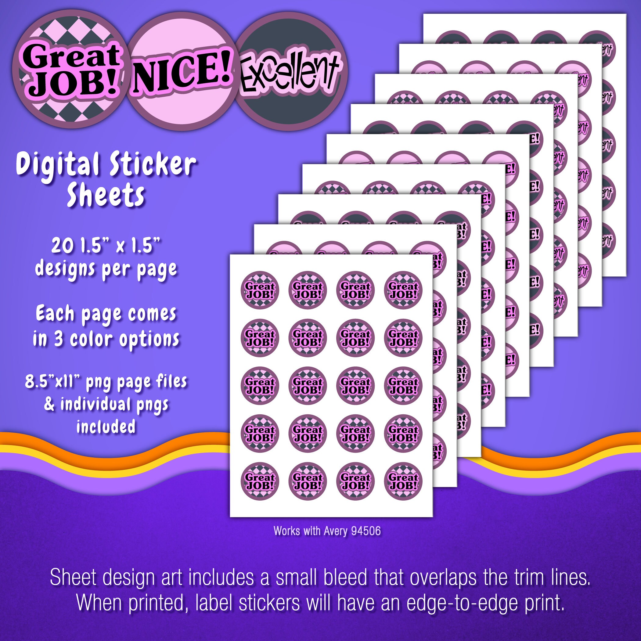 Sticker Pack | Individual Digital Stickers & Avery Sheet Templates ...