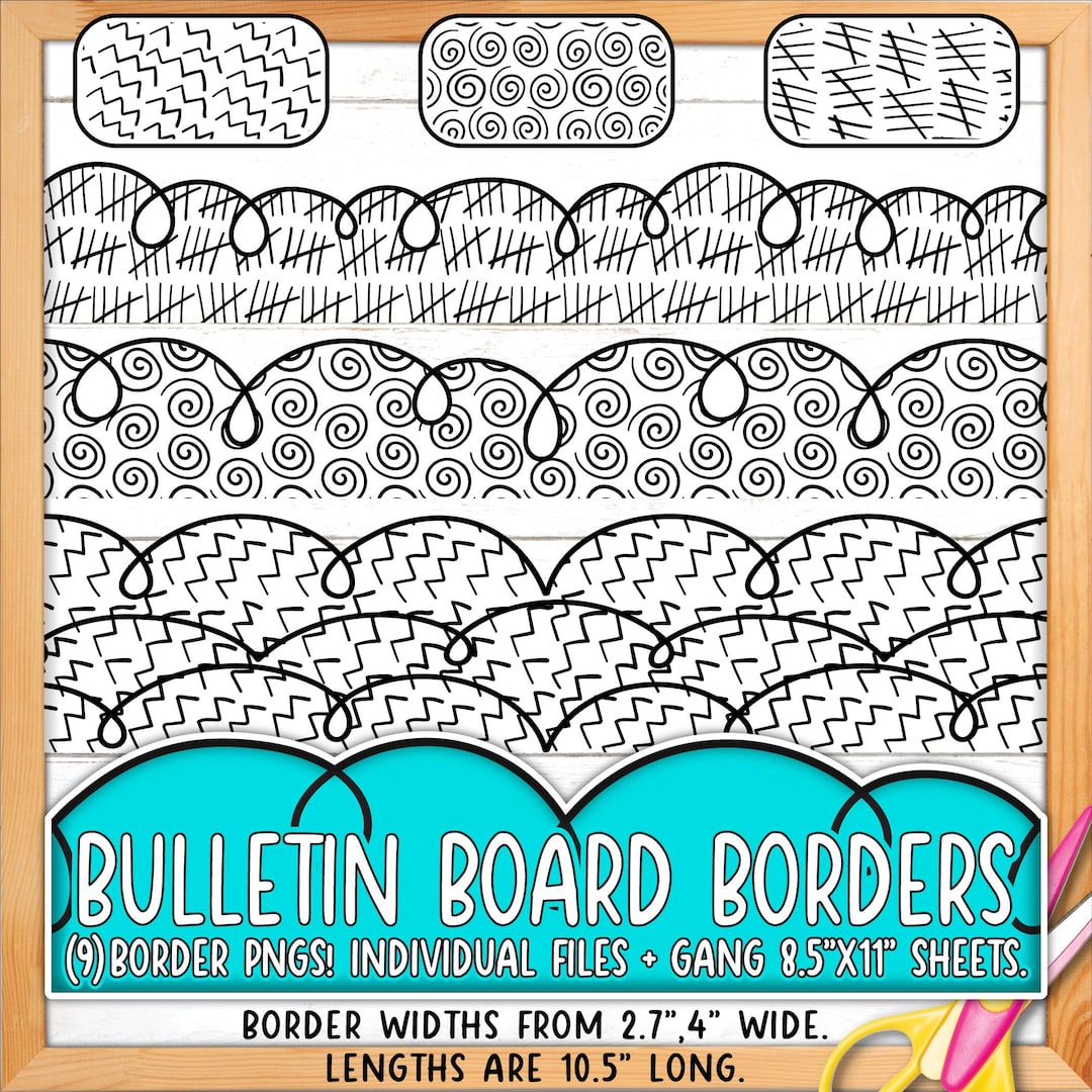 Doodle Borders for Bulletin Boards | Print & Cut, Seamless | Black ...