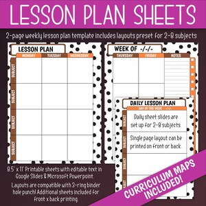 Lesson Plan Sheets & Curriculum Maps (editable) | Teacher Planner ...