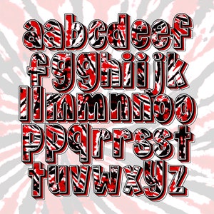 Tiedye Alphabet PNG, Red White, Black Shadow Letters, Patriotic Pattern ...